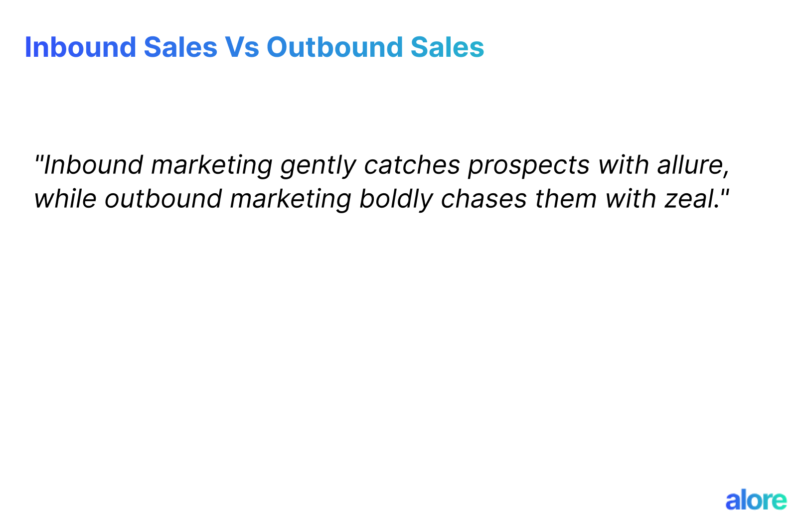 Inbound vs Outbound Sales: The Complete Guide | Alore