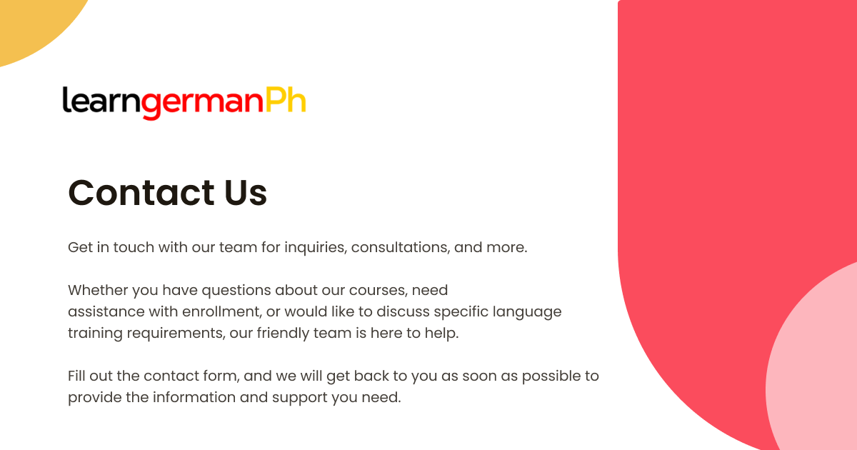 Contact Us - Learn German PH | Get in Touch Today