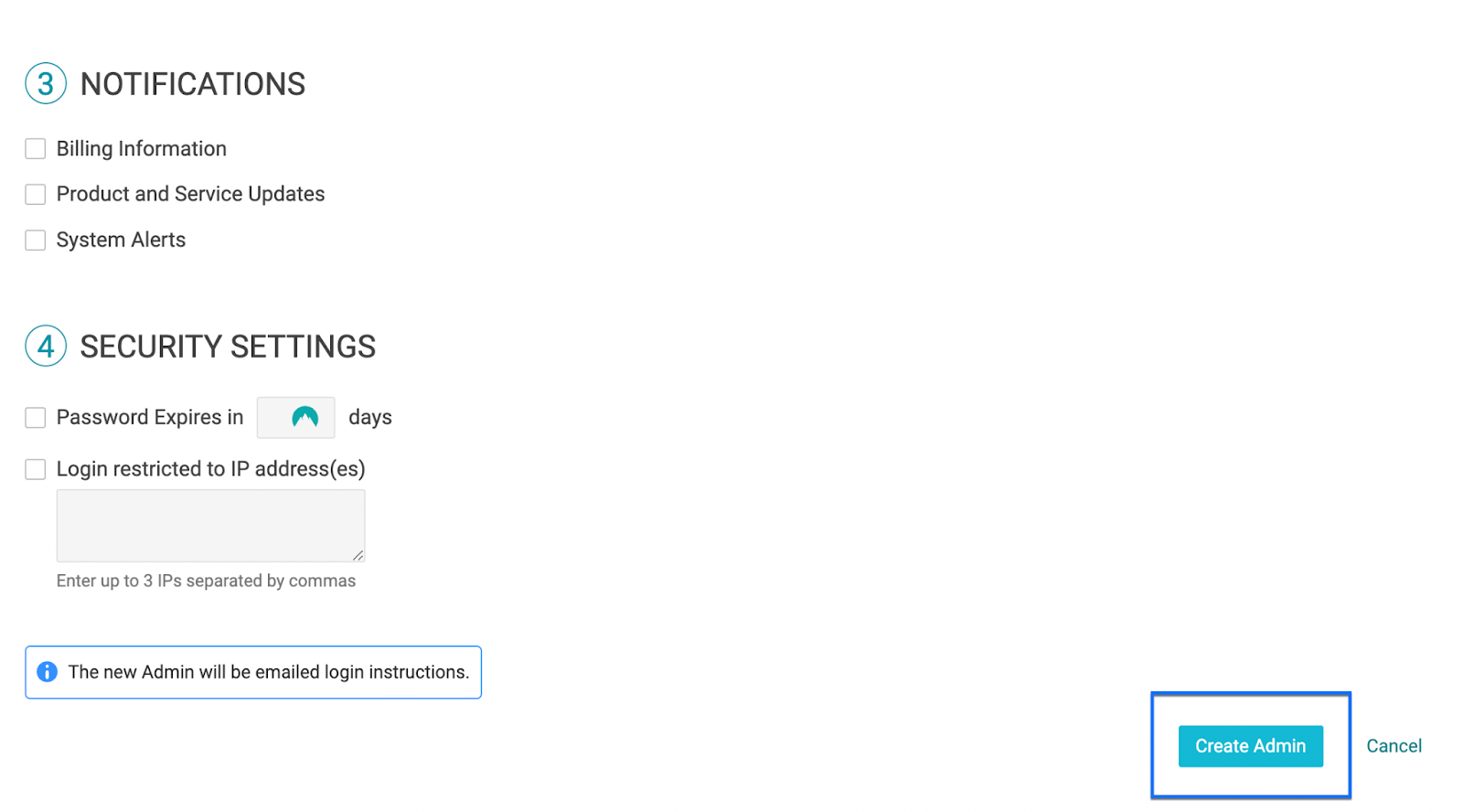Create Rackspace Admin Account