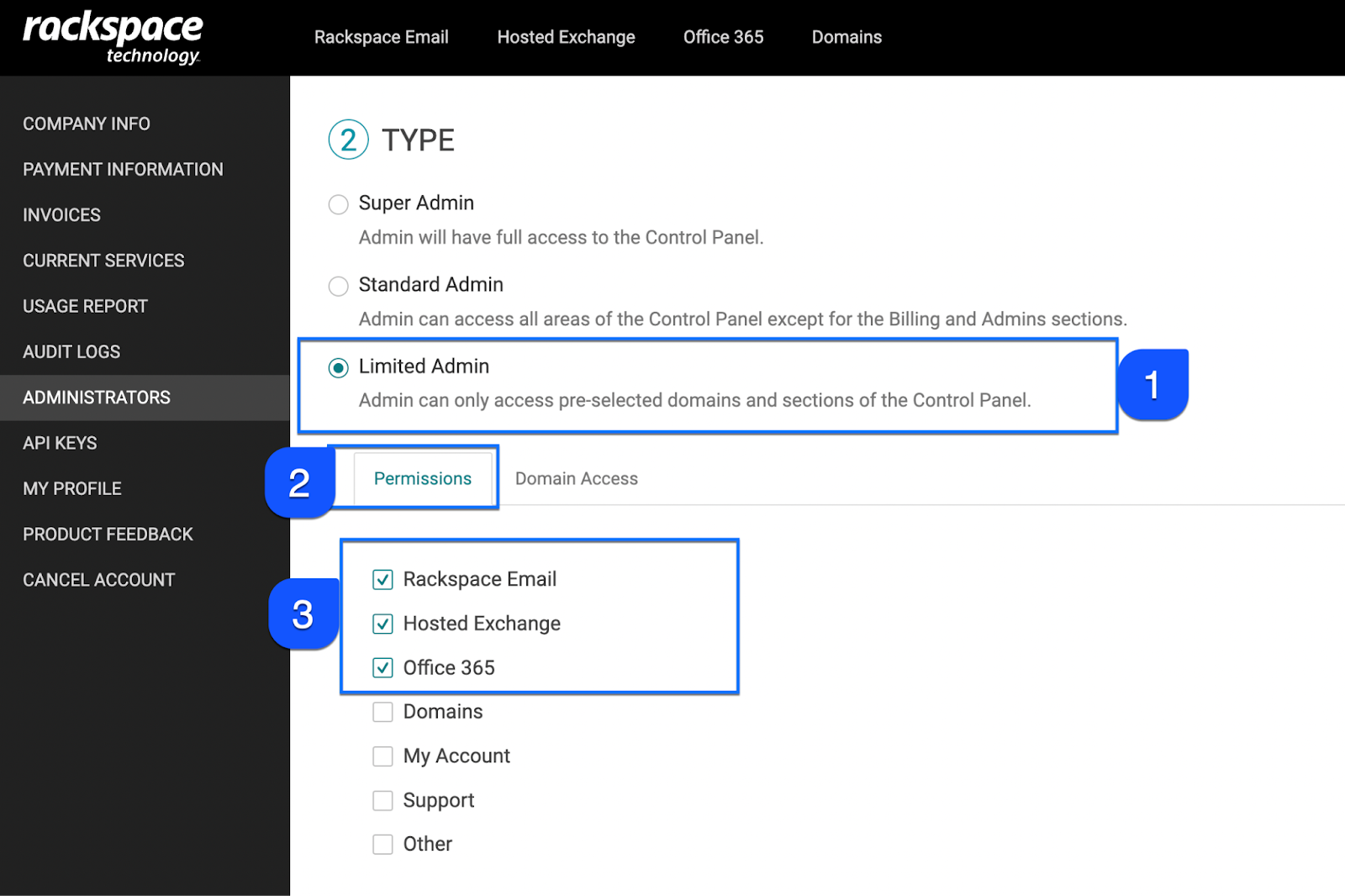 Create Rackspace Admin Account