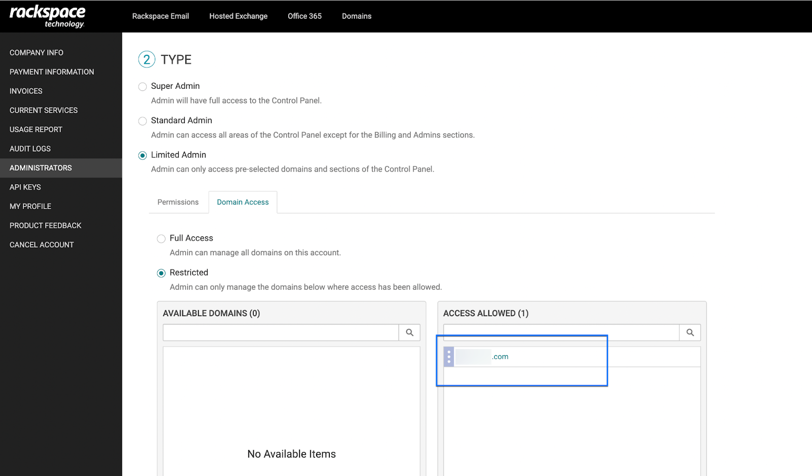 Create Rackspace Admin Account