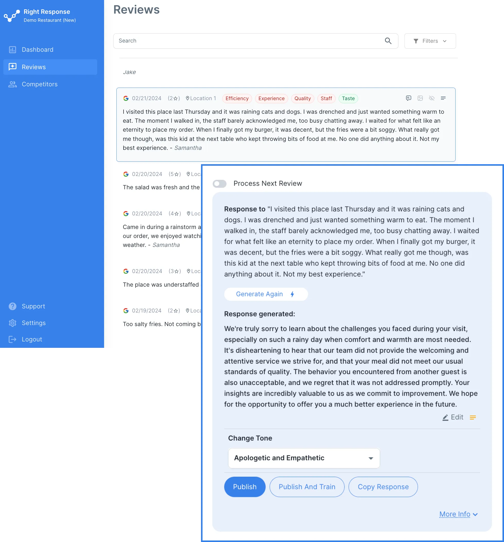 Our Free AI Review Response Generator | RightResponse AI