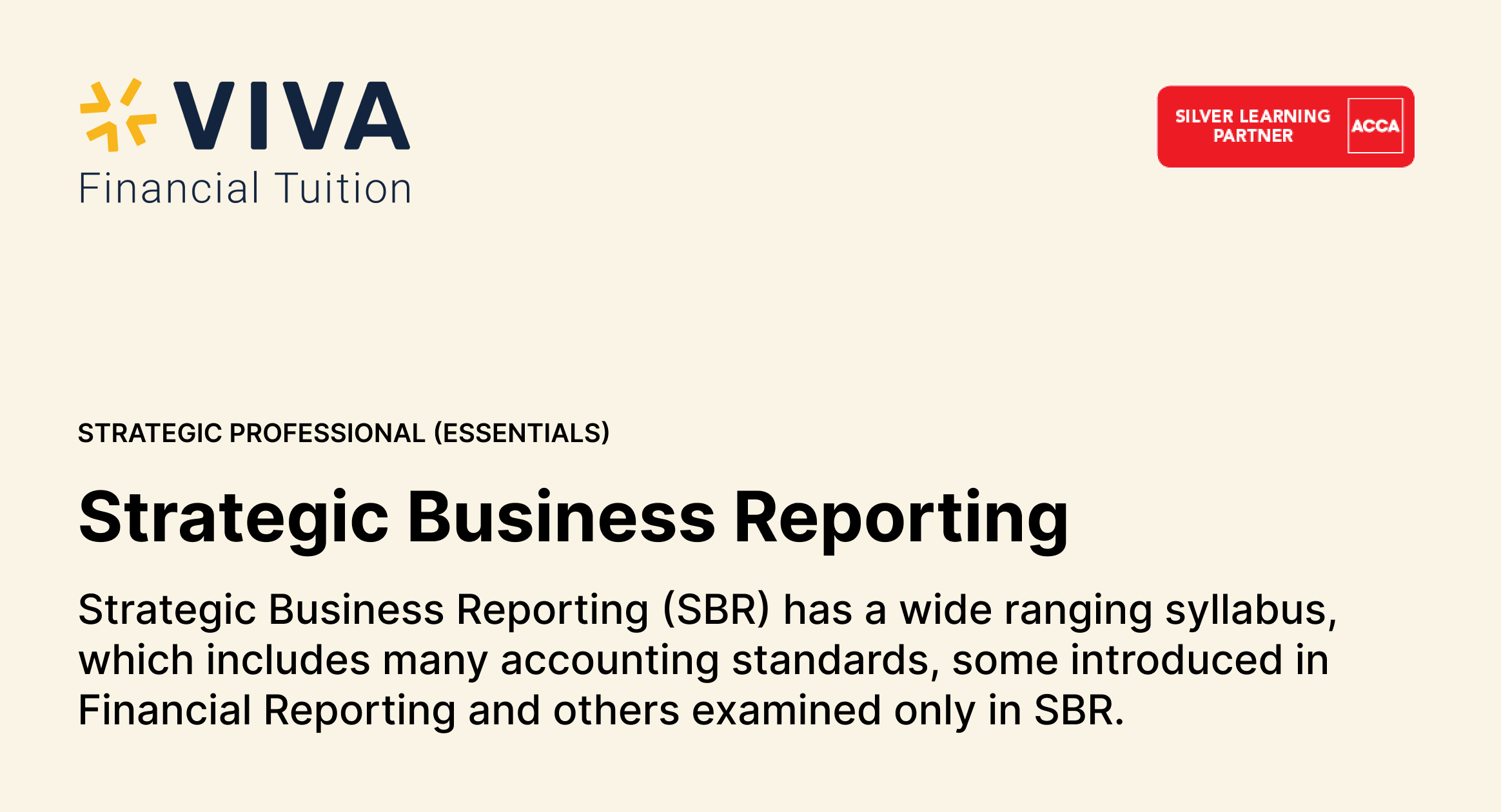 VIVA | ACCA Strategic Business Reporting (INT) Course