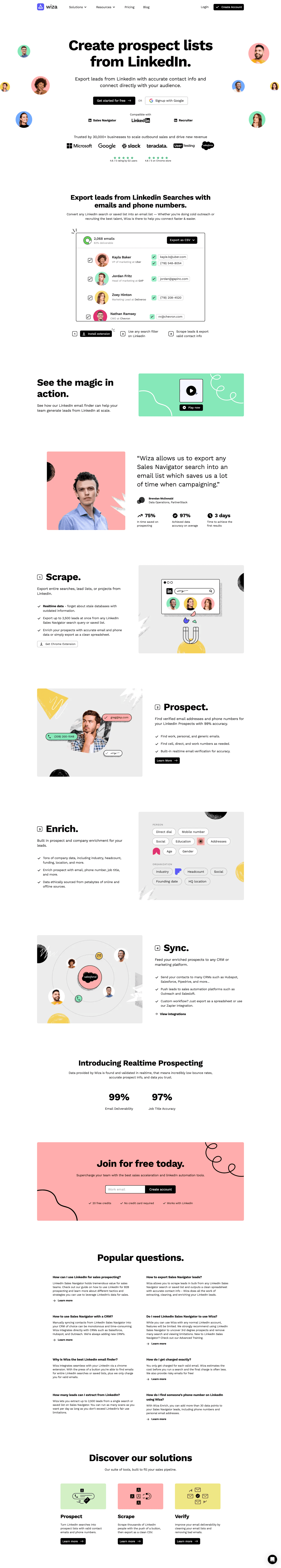 Wiza Homepage: Website-Inspiration für SaaS Marketer & Designer