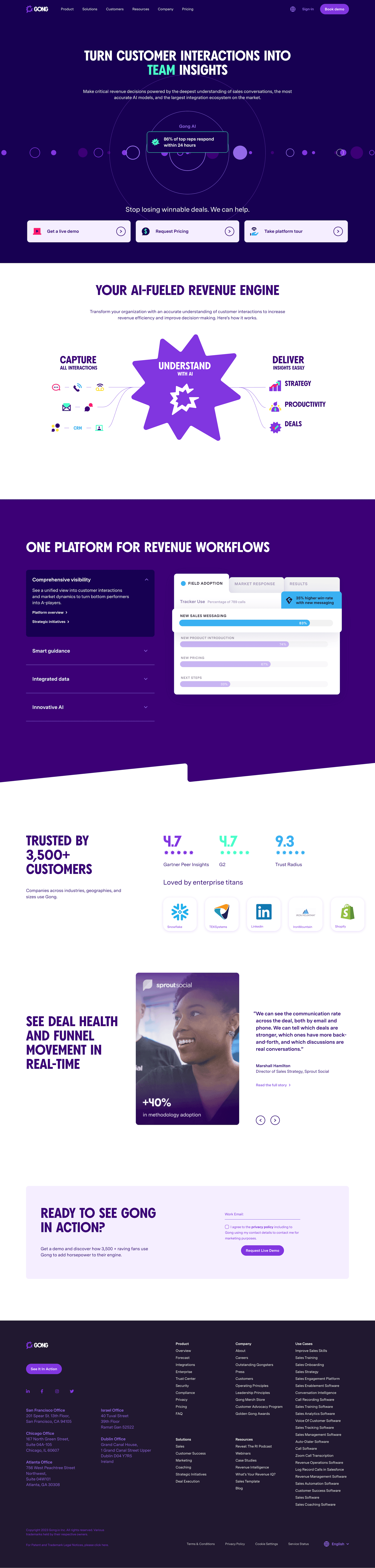 Gong Homepage: Website-Inspiration für SaaS Marketer & Designer