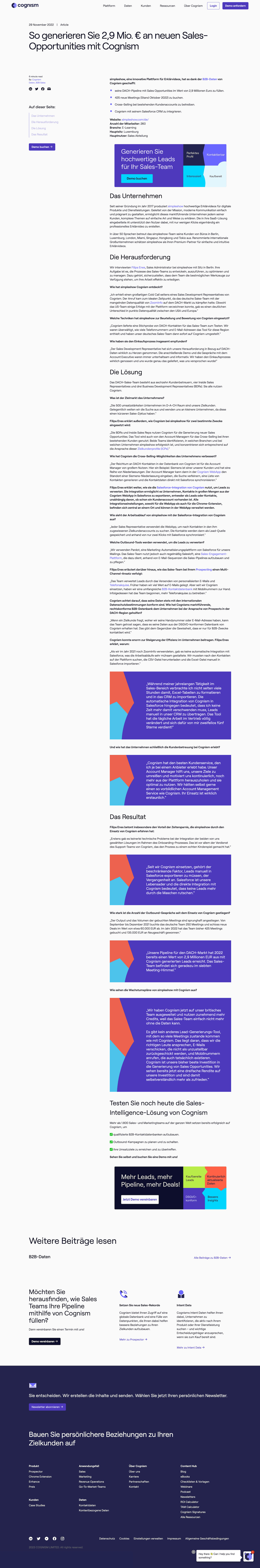 Cognism Case Study Post: Website-Inspiration für SaaS Marketer & Designer