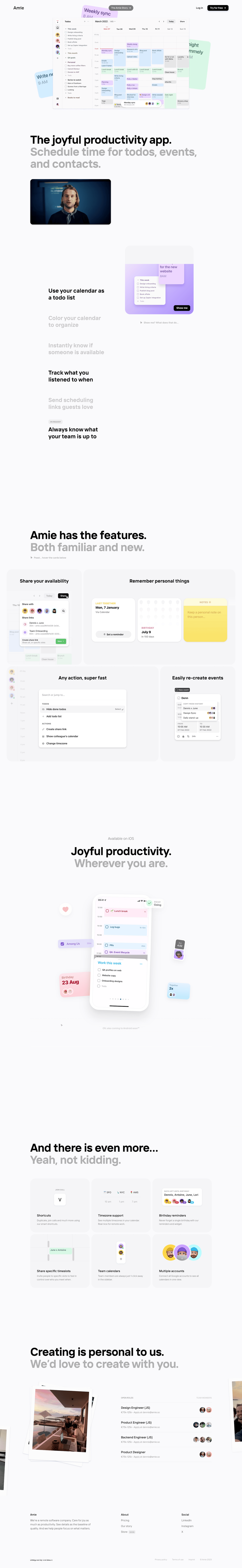 Amie Homepage: Website-Inspiration für SaaS Marketer & Designer