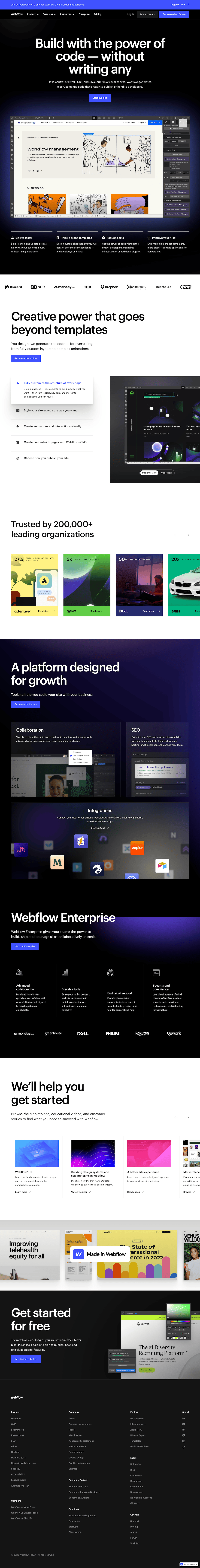 Webflow Homepage: Website-Inspiration für SaaS Marketer & Designer