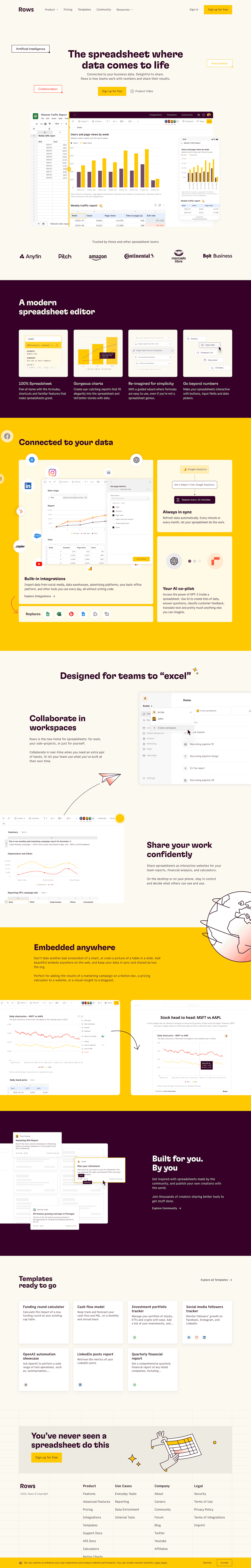 Rows Homepage: Website-Inspiration für SaaS Marketer & Designer
