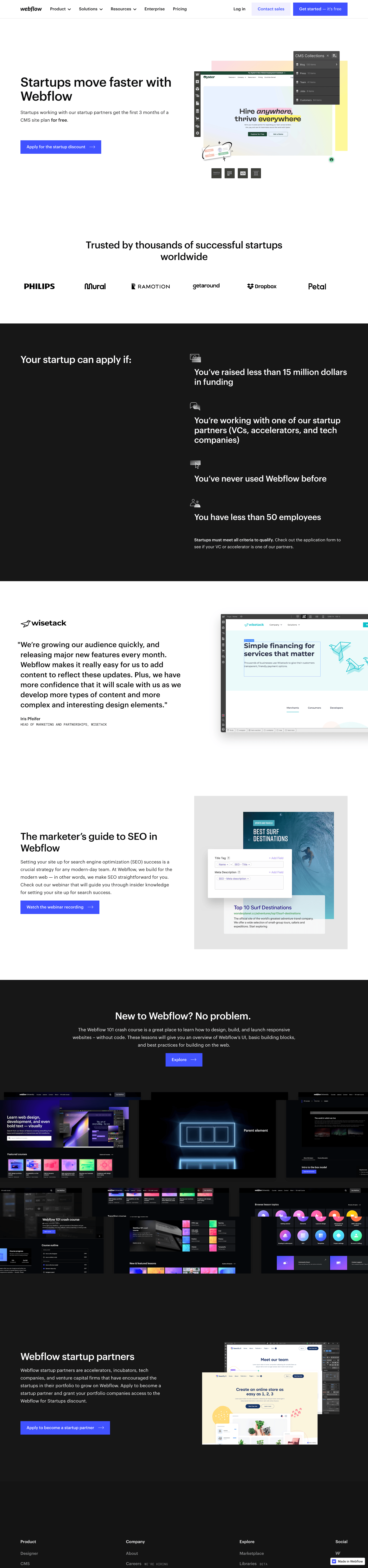 Webflow Use Cases: Website-Inspiration für SaaS Marketer & Designer