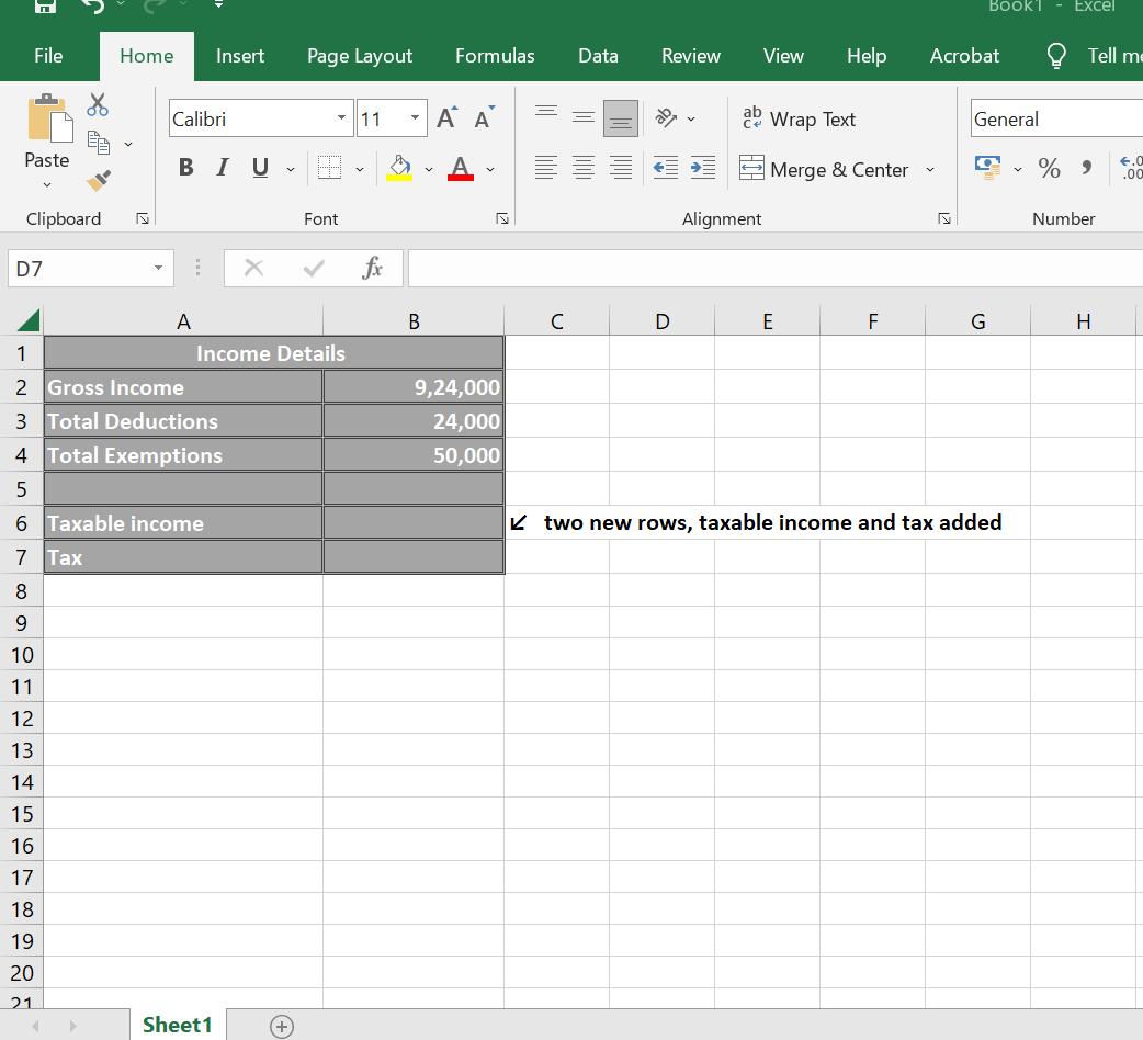 tax calculation formula in excel