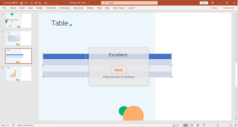 how to create tables in powerpoint