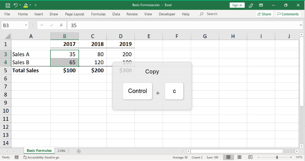 excel link from one sheet to another