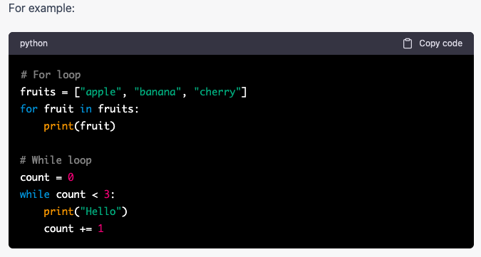 explain what and when loop python