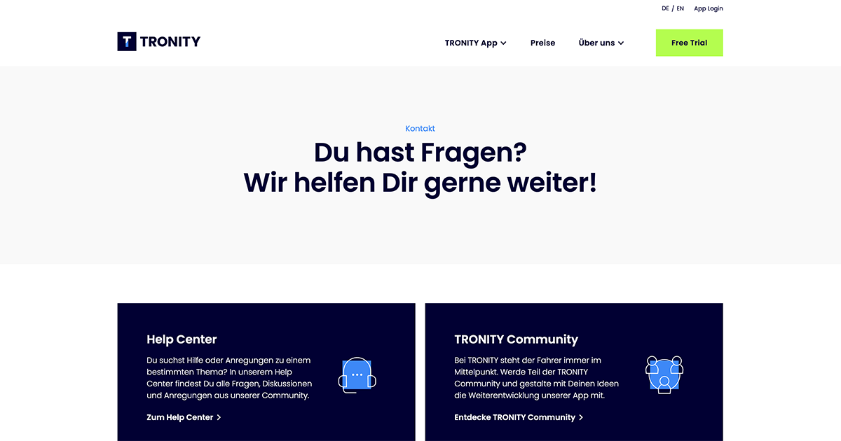 TRONITY – Kontakt & Support