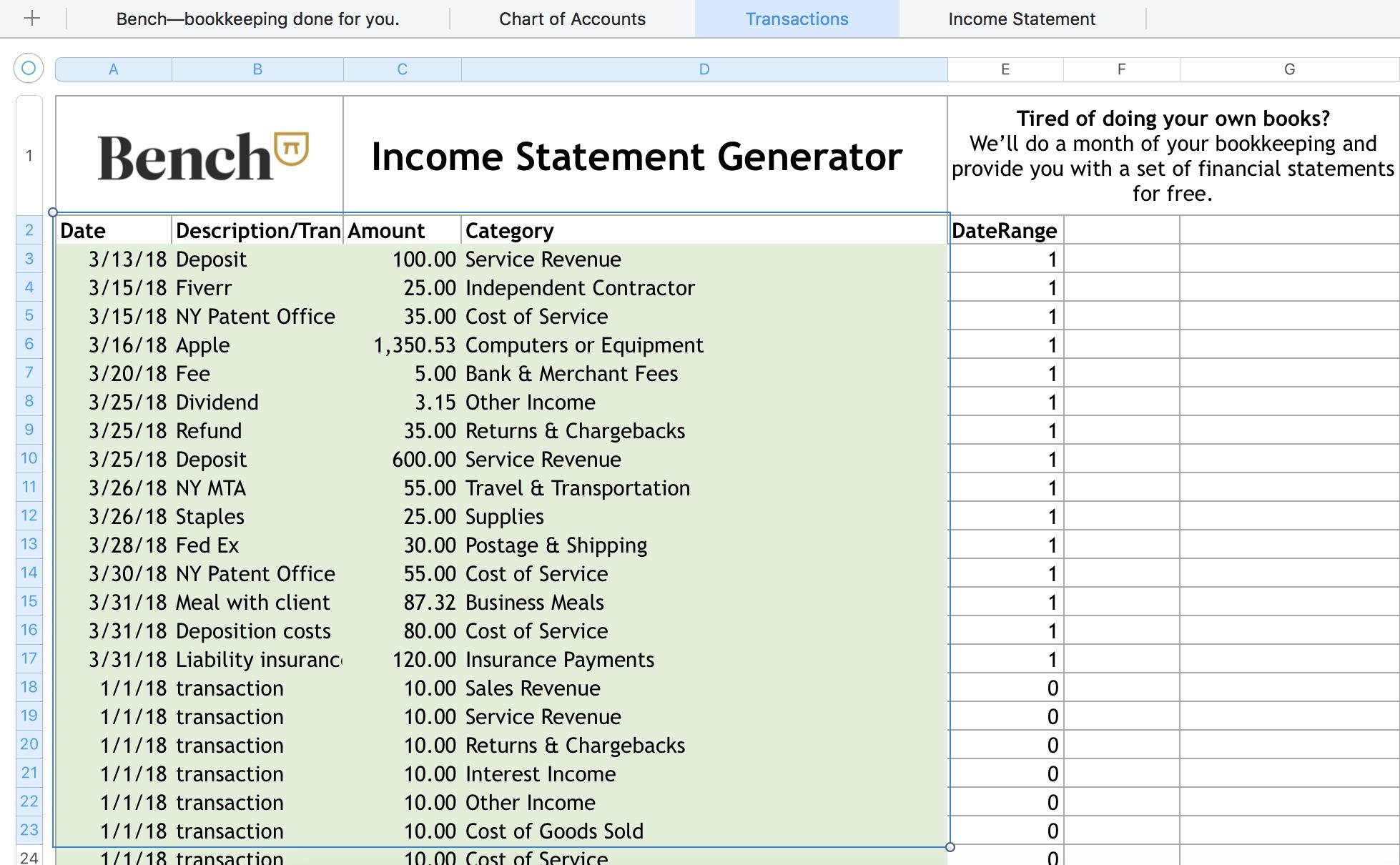 Excel Accounting And Bookkeeping Accounting Spreadsheet Template Included 