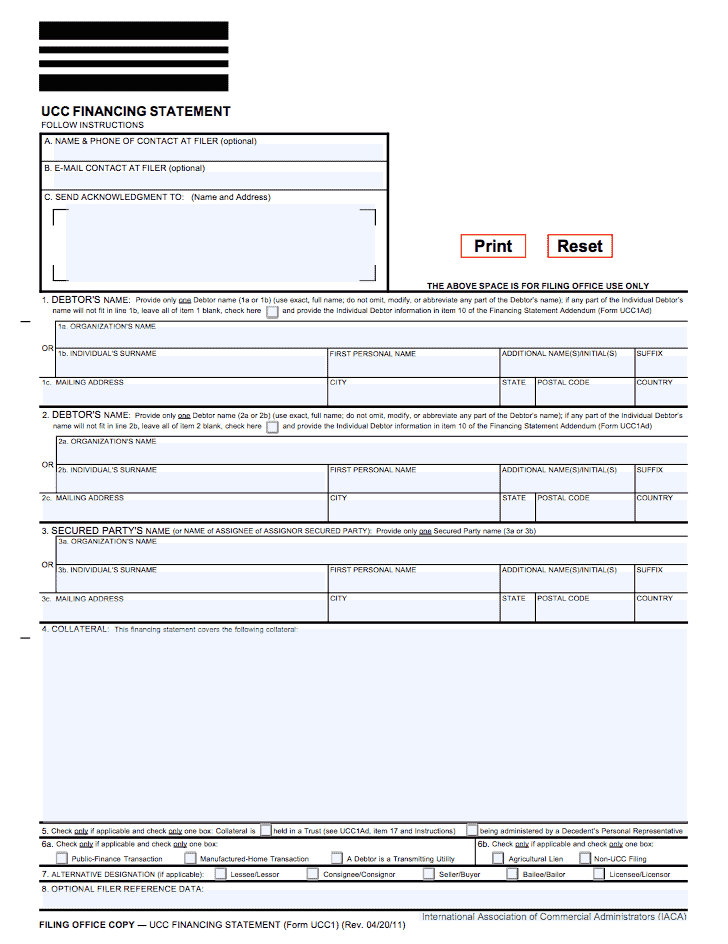 What Is A UCC 1 Financing Statement 