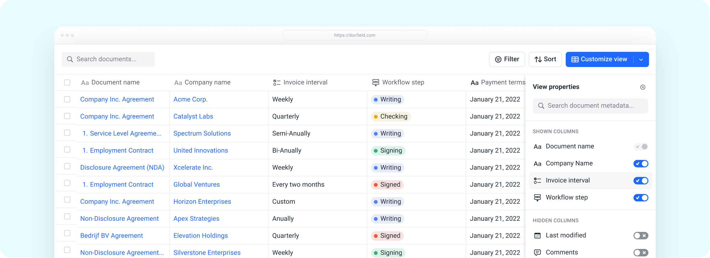 Docfield: Better contracts in less time