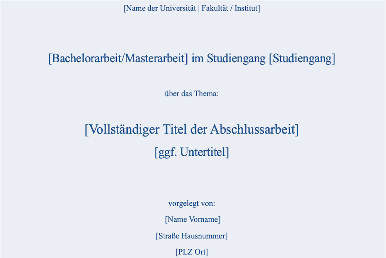 Deckblatt Bachelorarbeit: Gestaltung, Beispiele + Vorlage