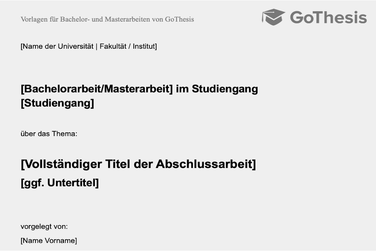 Deckblatt Masterarbeit: Gestaltung, Beispiele + Vorlage