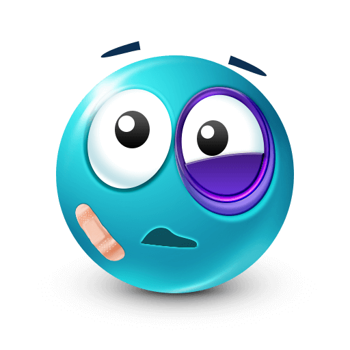 Punched in Face Black-Eye Smiley Blue Emoji