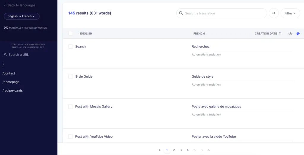 Administración de Traducción de WPML - Weglot