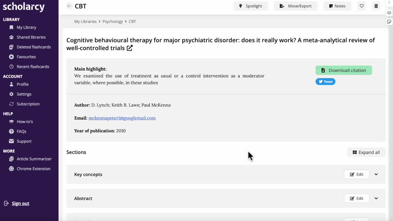 Supercharge your reading - Scholarcy User Guide