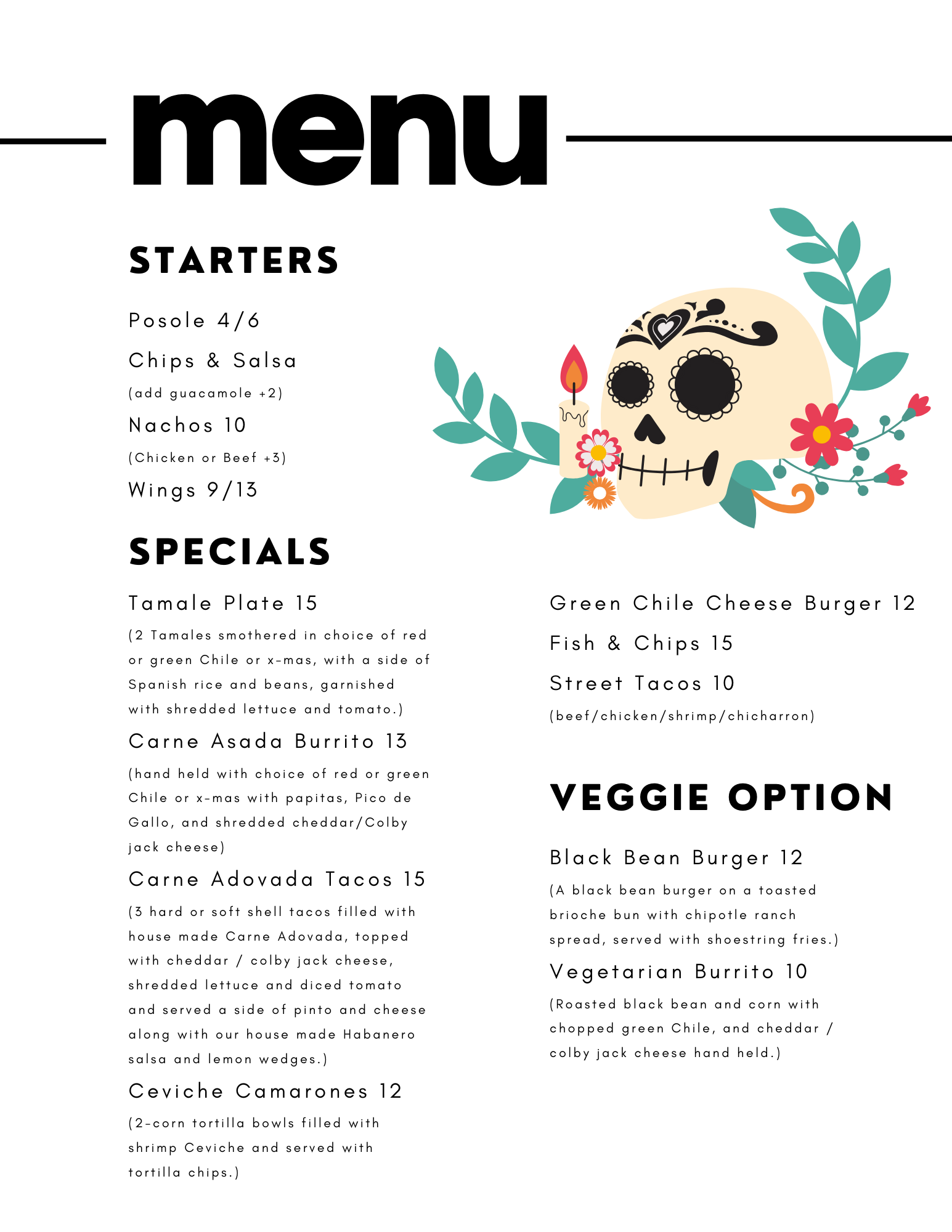 Rio Bravo Menu | Rio Bravo Restaurant