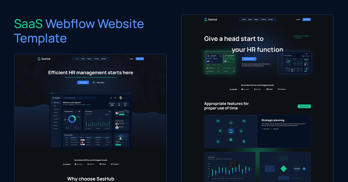 SasHub - Webflow HTML website template