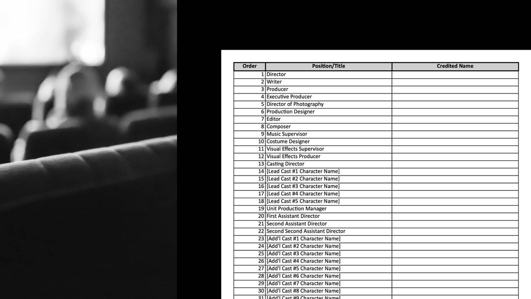 Download the Film Credits Template | Wrapbook
