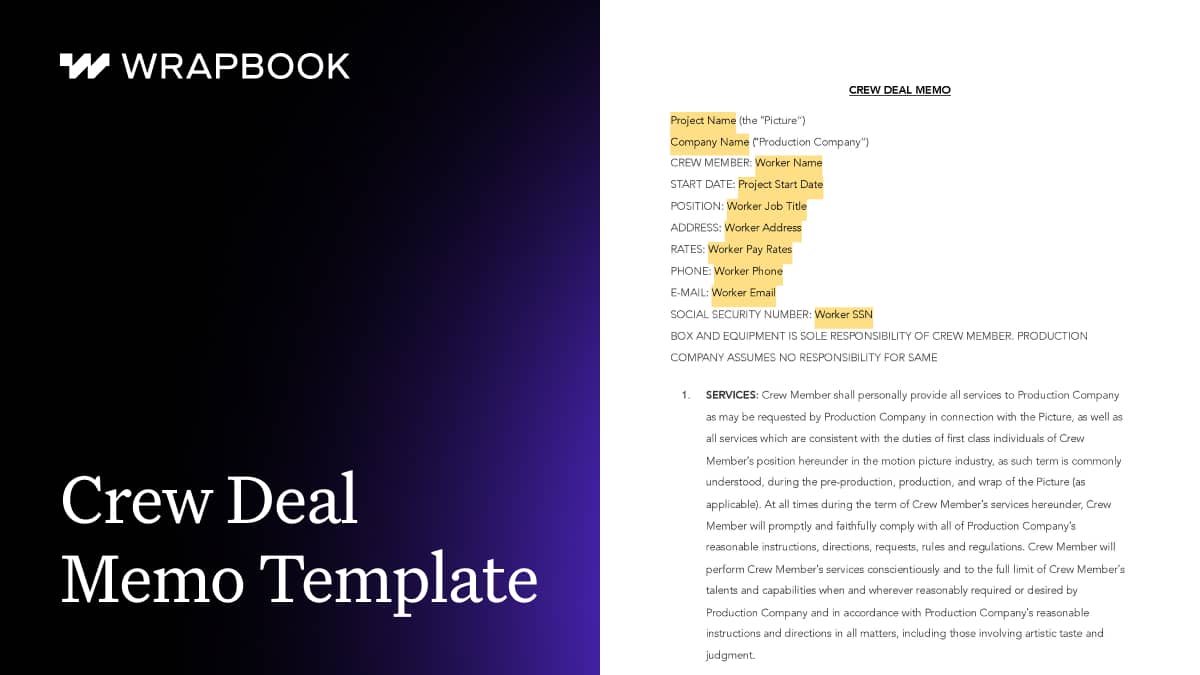 Download the Crew Deal Memo Template | Wrapbook