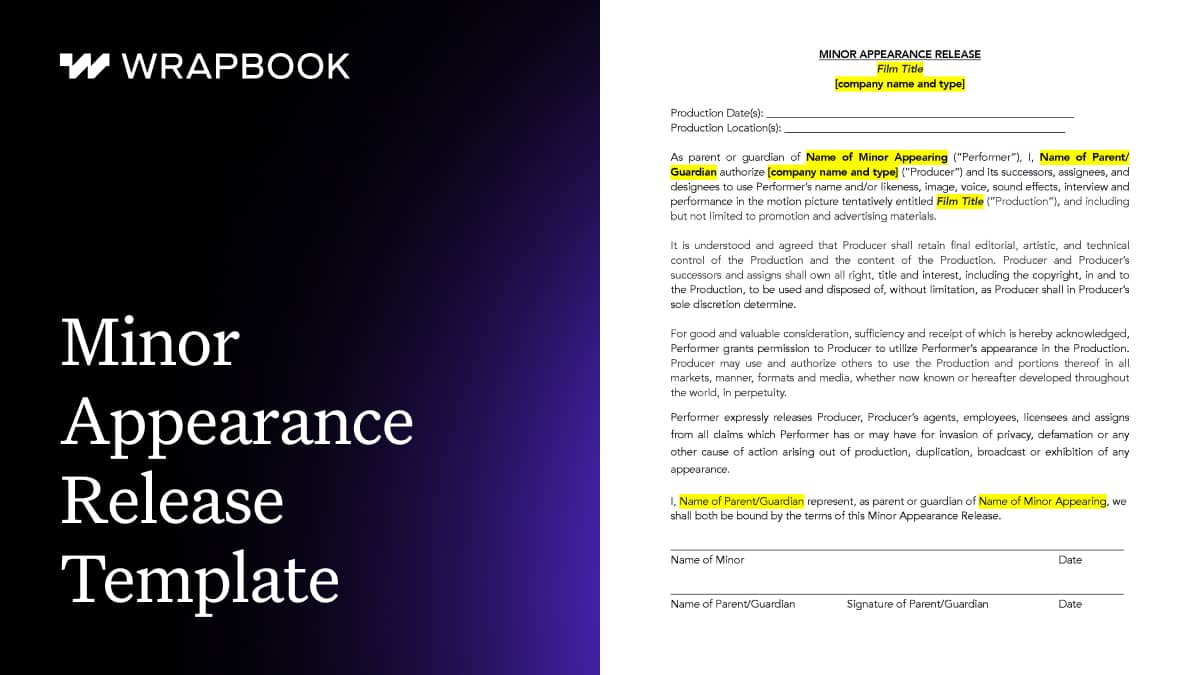 Download the Minor Appearance Release Template | Wrapbook