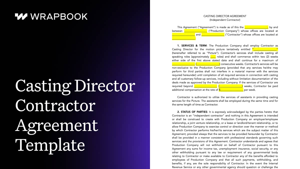Download the Casting Director Contractor Agreement | Wrapbook