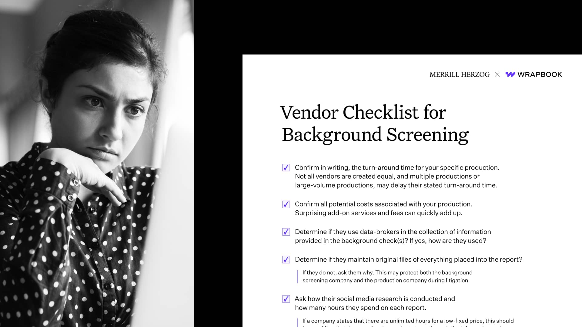 Download the Vendor Checklist for Background Screening | Wrapbook