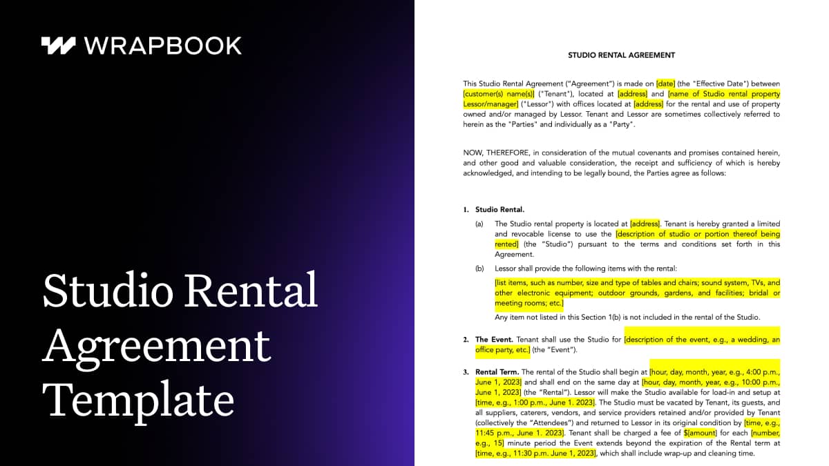 Download the Studio Rental Agreement | Wrapbook