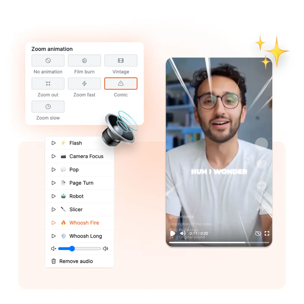 Generate trendy transitions for your videos in seconds using AI