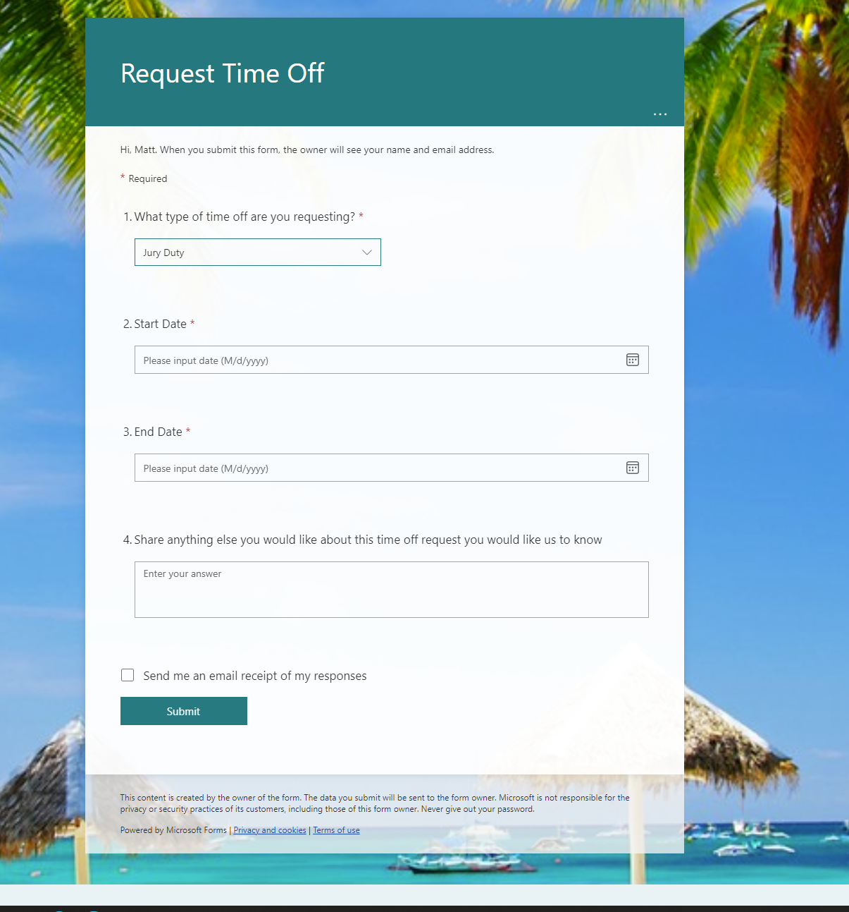 Automate Your Time Off Request Process With Office 365 - Microsoft 365 ...