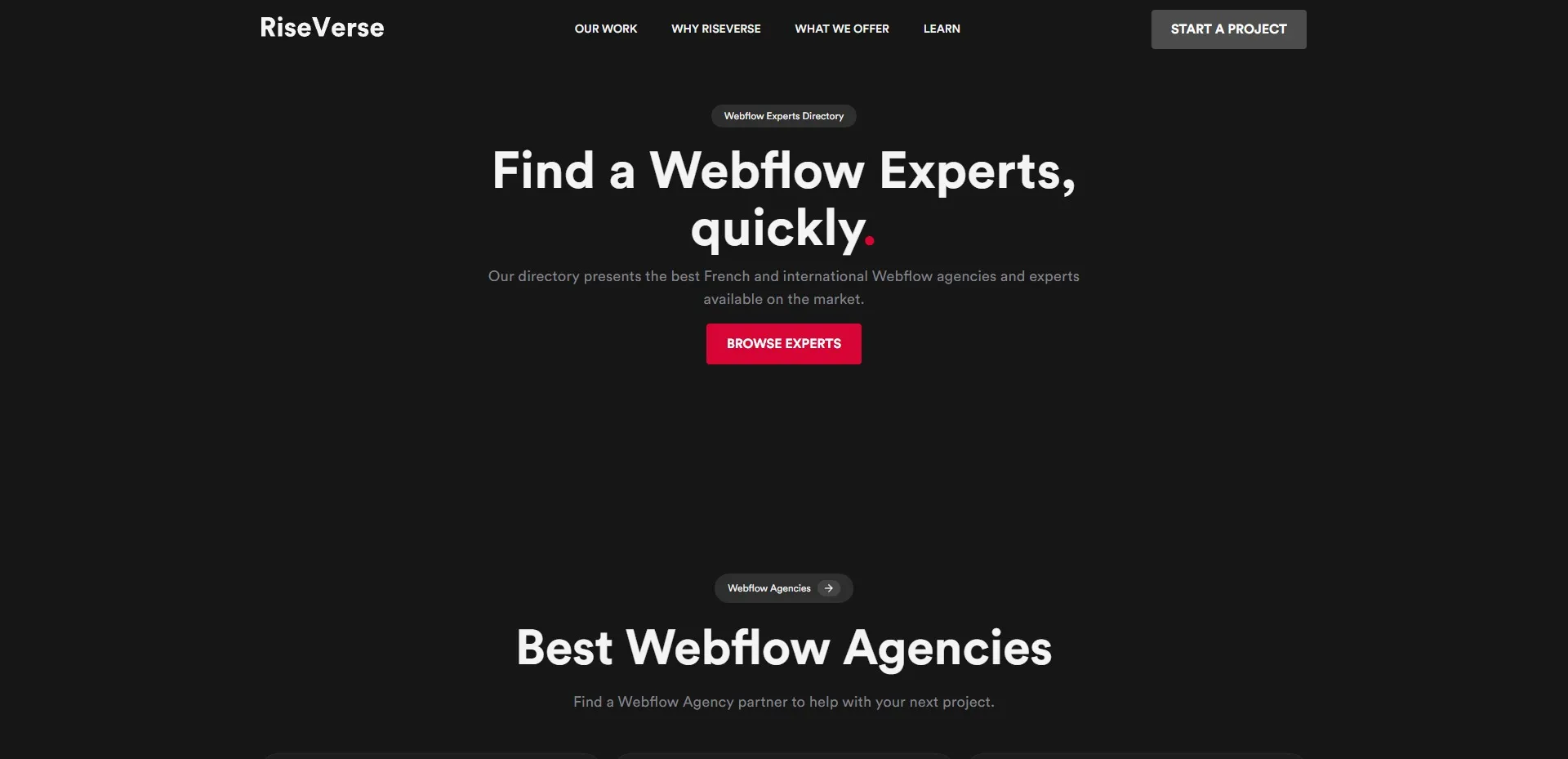 Find the best Webflow agencies and Experts | RiseVerse