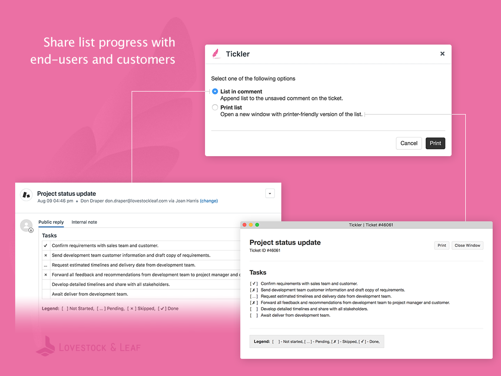 Tickler | Zendesk App | Lovestock & Leaf