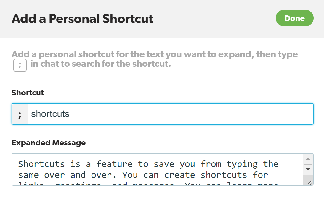Olark: Send messages Faster with Shortcuts