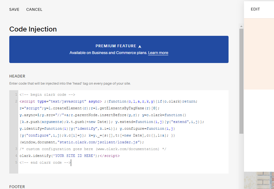 Olark: Squarespace Integration Guide