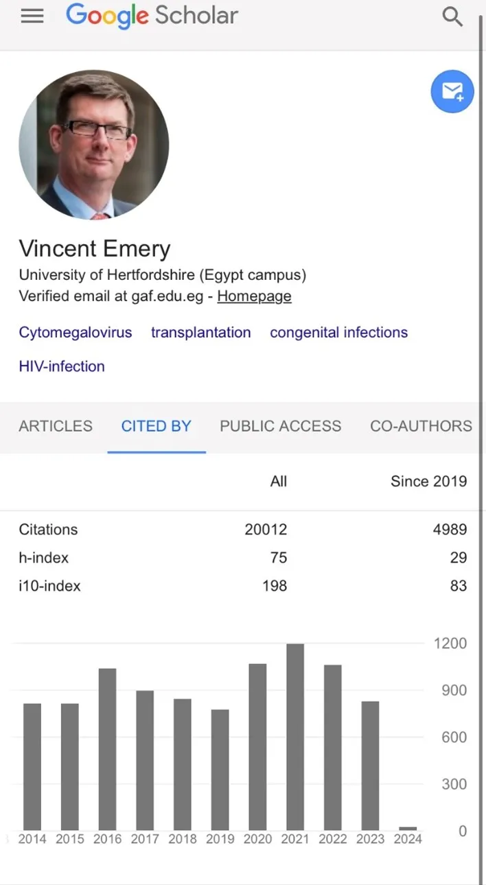 Professor Vincent C. Emery Celebrates 20,000 Citations on Google ...