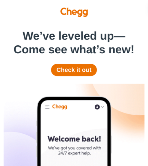Chegg | Product Update Email Examples