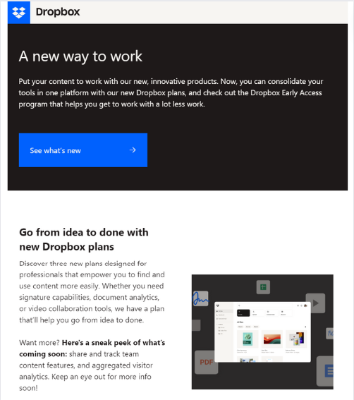 Dropbox | Product Update Email Examples