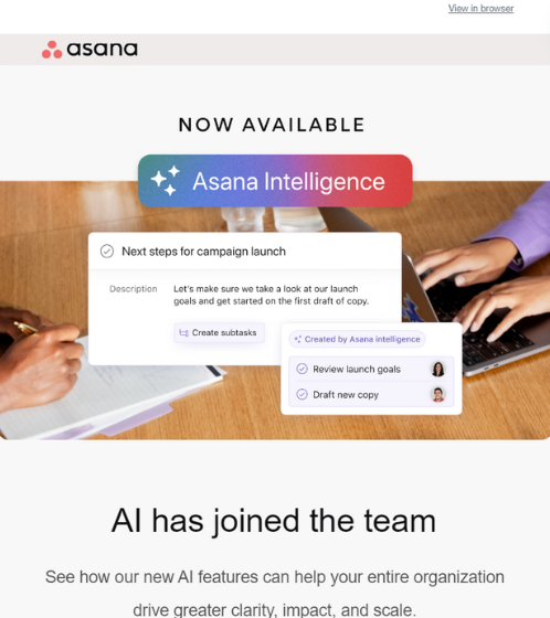 Asana | Product Update Email Examples