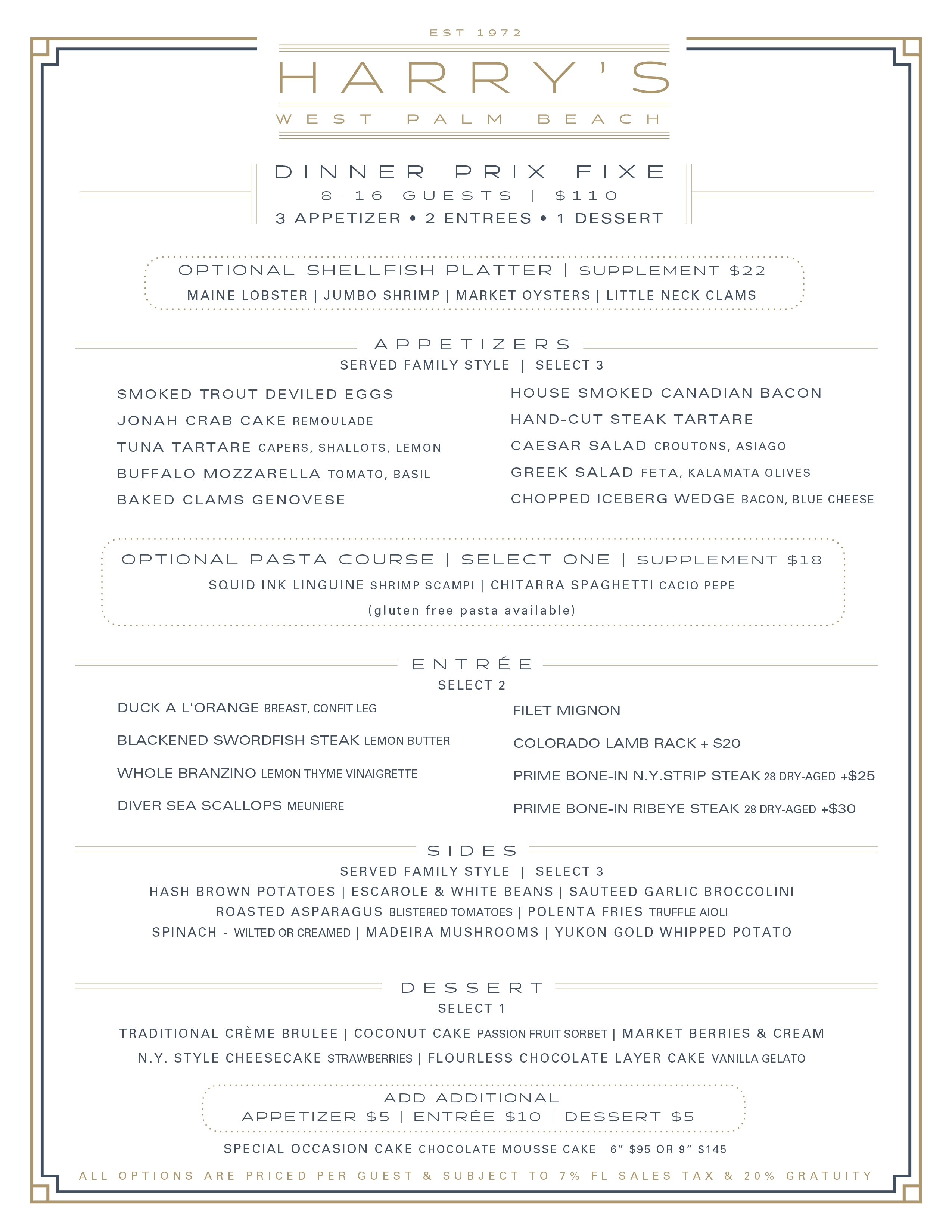 Palm Beach Group Menus