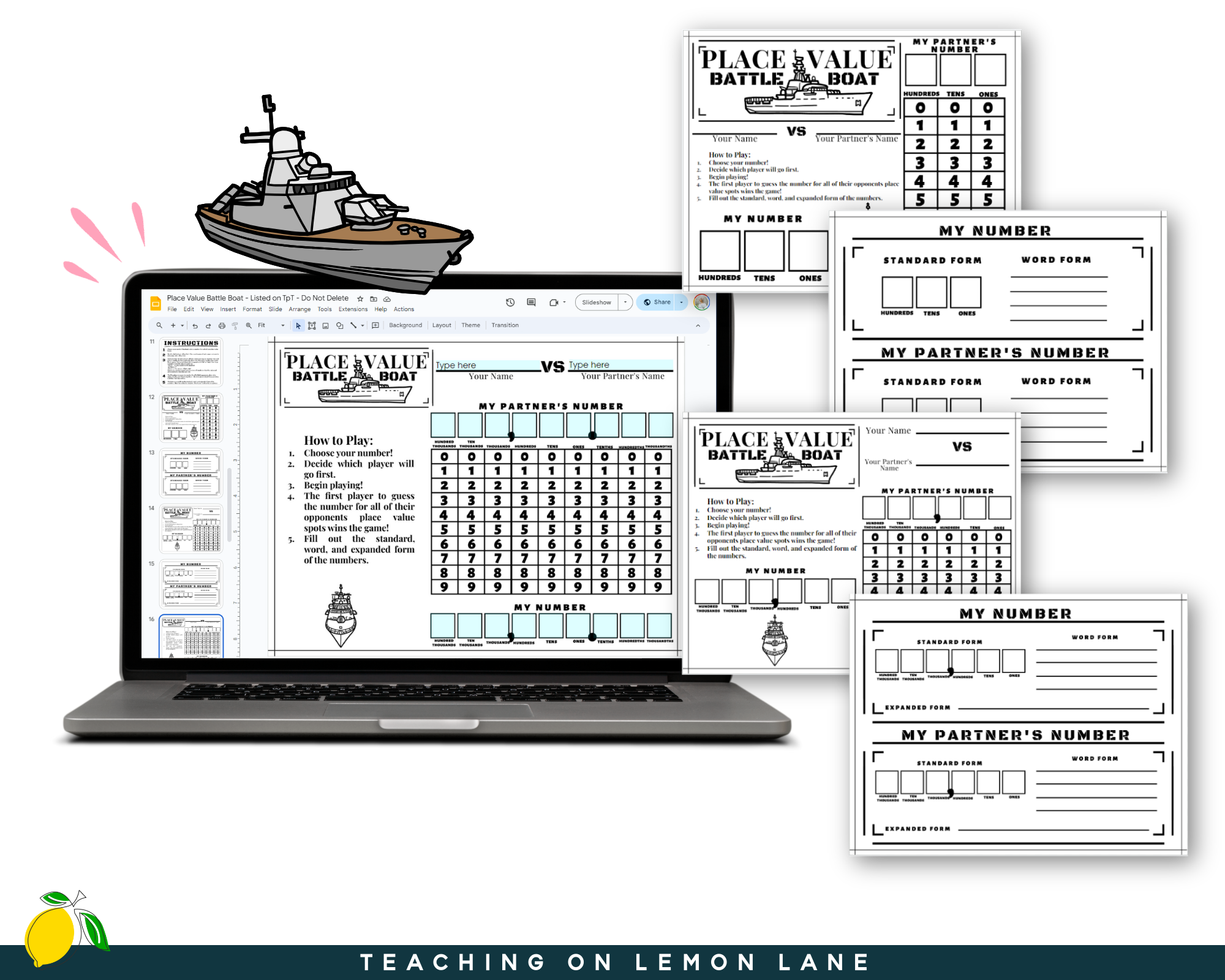 Battleboat: Math Game - Place Value & Number Forms