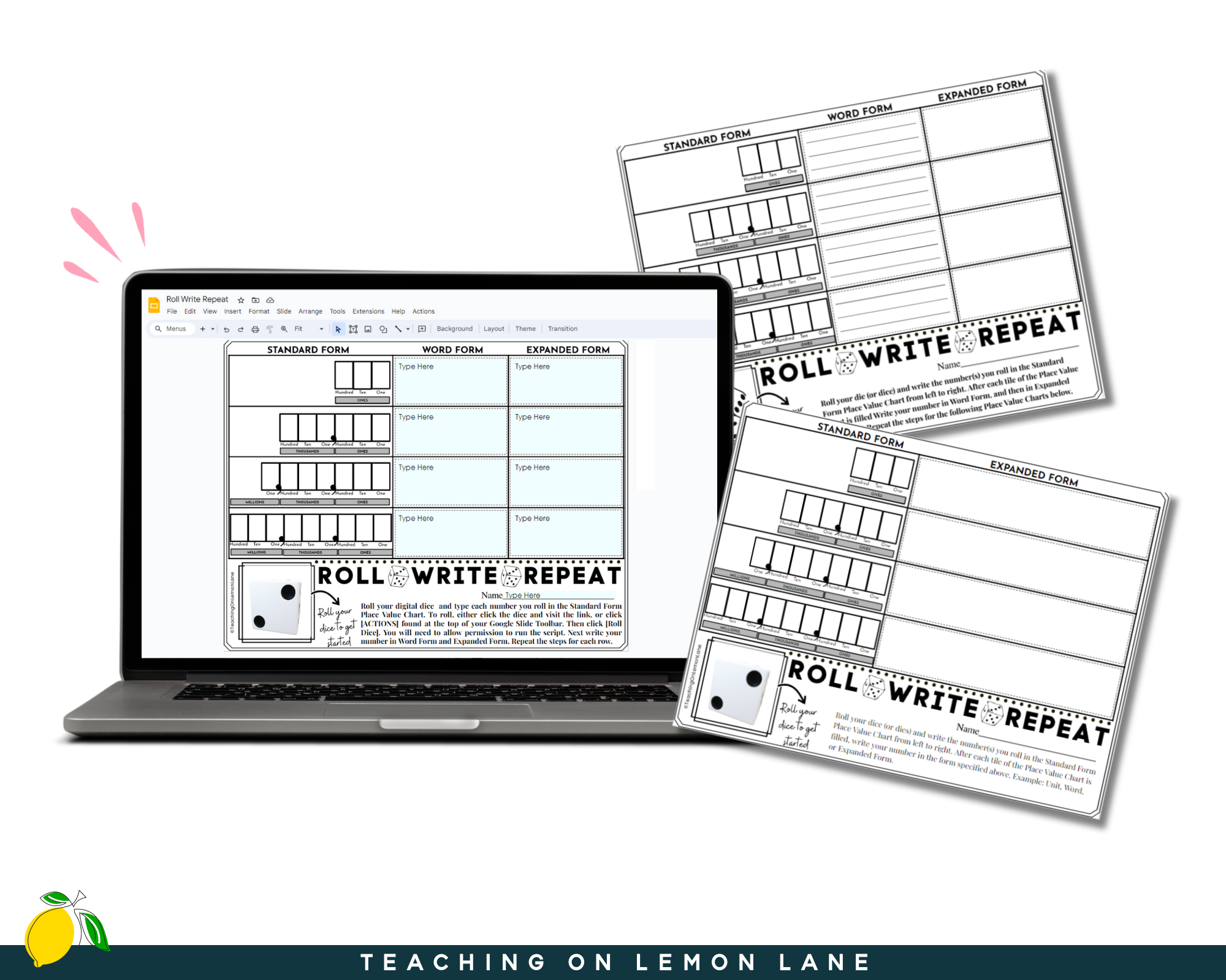 Roll, Write, Repeat: Whole Numbers (Place Value Dice Game)