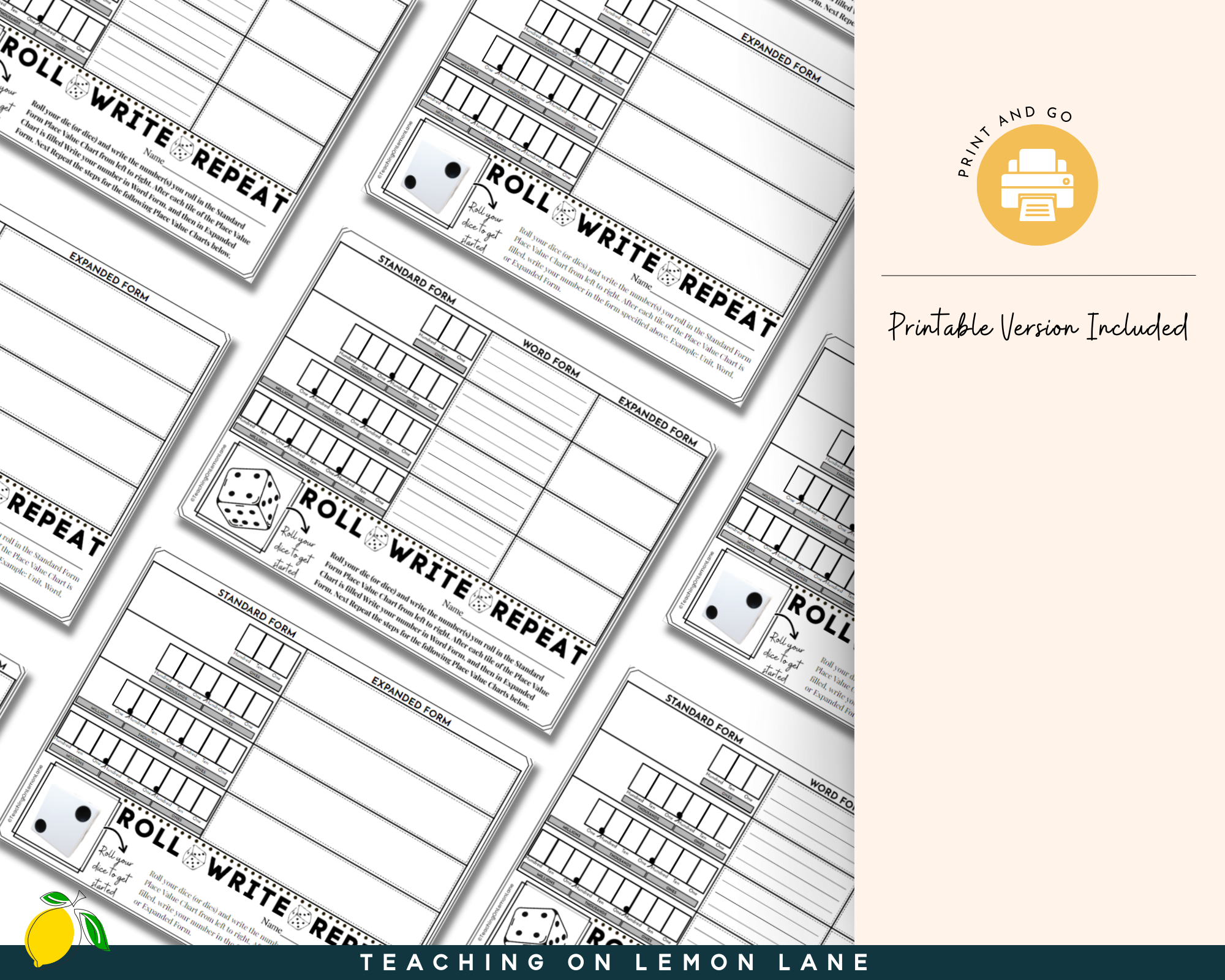 Roll, Write, Repeat: Whole Numbers (Place Value Dice Game)