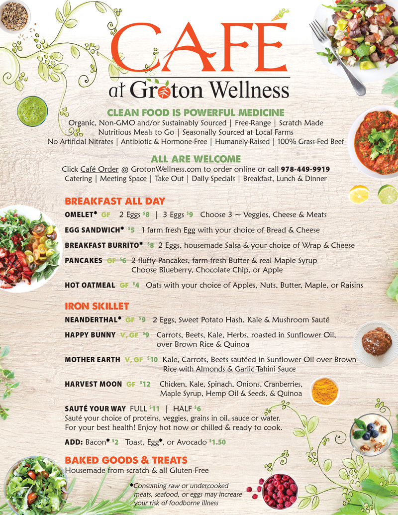 Organic Cafe Menu Groton Wellness | Groton Wellness